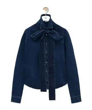 Loewe Bow Detail Denim Shirt - Washed Indigo
