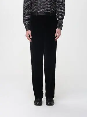 Fendi Velvet Cigarette Trousers With Satin Waistband And Ff Logo Detail