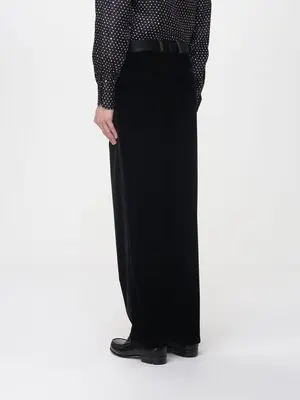 Fendi Velvet Cigarette Trousers With Satin Waistband And Ff Logo Detail