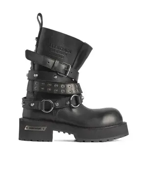 Balenciaga Buckle Detailed Leather Boots