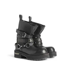 Balenciaga Buckle Detailed Leather Boots