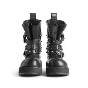 Balenciaga Buckle Detailed Leather Boots