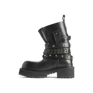 Balenciaga Buckle Detailed Leather Boots