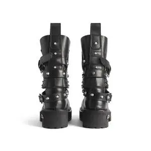 Balenciaga Buckle Detailed Leather Boots