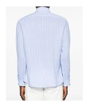 Brunello Cucinelli Striped Long Sleeved Shirt - Blue