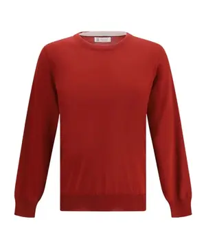 Brunello Cucinelli Crew Neck Long Sleeve Sweater - Red
