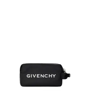 Givenchy Logo Printed G-zip Toilet Pouch - Black