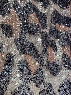 Just Cavalli Sleeveless Leopard Print Sequin Top With Sheer Yoke
