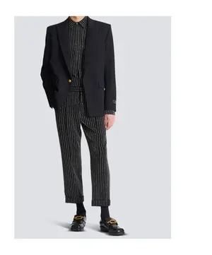 Balmain Straight-leg Trousers With Crystal Stripes