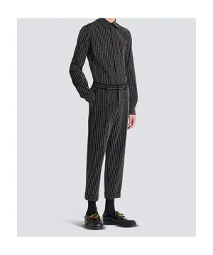 Balmain Straight-leg Trousers With Crystal Stripes
