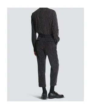Balmain Straight-leg Trousers With Crystal Stripes