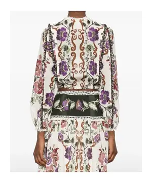 Farm Rio Rococo Printed Long Sleeve Top