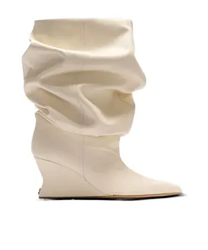 Balmain Gathered Wedge Ankle Boots - Nude
