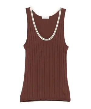 Brunello Cucinelli Sleeveless Ribbed Jersey Tank