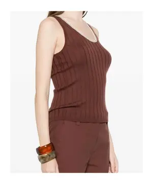 Brunello Cucinelli Sleeveless Ribbed Jersey Tank - Red