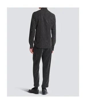 Balmain Cotton Shirt With Crystal Stripes