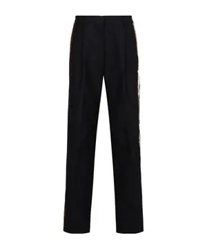 Dries Van Noten Velvet-trimmed Straight-leg Trousers