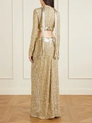 Rabanne Sequin-embellished Cut-out Maxi Dress