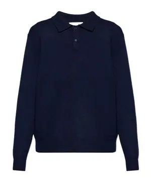 LISA YANG Buttoned Polo Shirt - Navy Blue