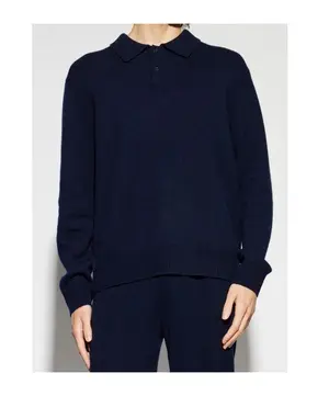 LISA YANG Buttoned Polo Shirt - Navy Blue