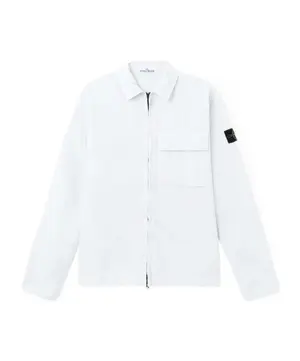 Stone Island Logo Patch Pocket Detail Shirt - Sky-blue