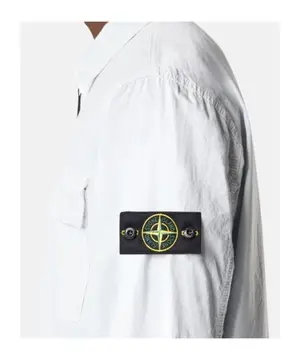 Stone Island Logo Patch Pocket Detail Shirt - Sky-blue