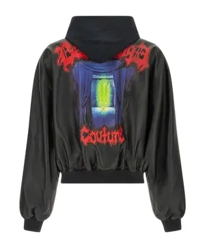 Balenciaga Patched Hooded Leather Jacket
