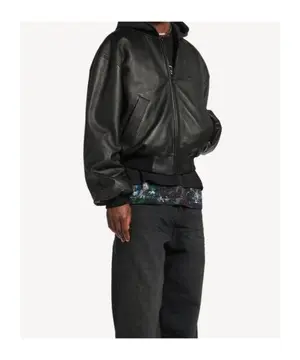 Balenciaga Patched Hooded Leather Jacket