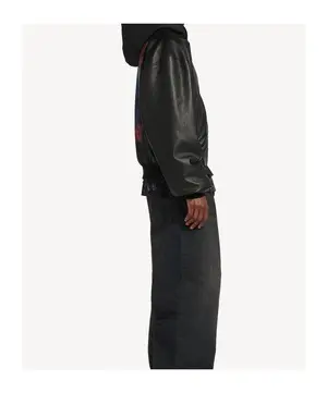 Balenciaga Patched Hooded Leather Jacket
