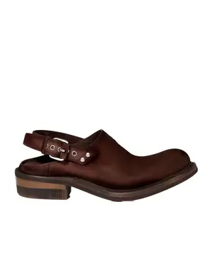Miu Miu Leather Clogs - Brown