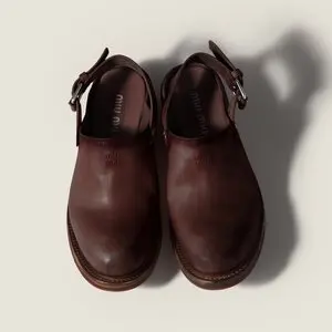 Miu Miu Leather Clogs - Brown