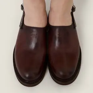 Miu Miu Leather Clogs - Brown