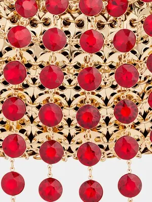 Rabanne Crystal Chain Shoulder Bag - Gold / Ruby Strass