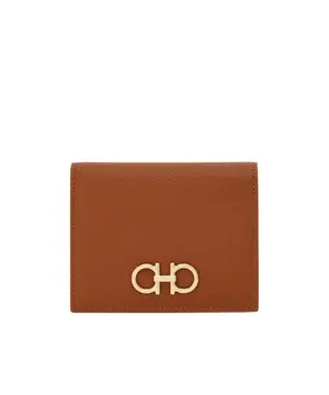 FERRAGAMO Gancini Compact Wallet Brown