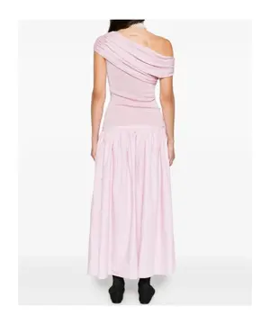 SELF-PORTRAIT Draped Gathered Midi Dress - Pink