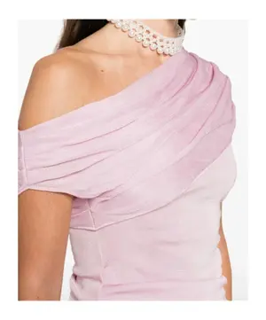 SELF-PORTRAIT Draped Gathered Midi Dress - Pink