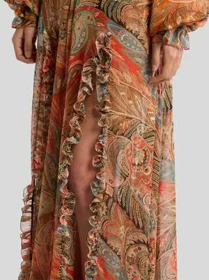 Etro Paisley Ruffled Maxi Skirt - Brown