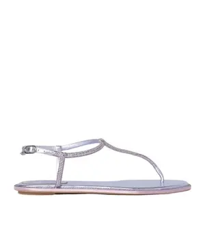 Rene Caovilla Diana Crystal-embellished Metallic Sandals - Gray