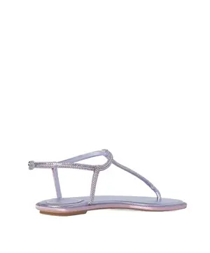 Rene Caovilla Diana Crystal-embellished Metallic Sandals - Gray