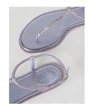 Rene Caovilla Diana Crystal-embellished Metallic Sandals - Gray