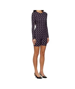 MARINE SERRE Moon Print Long Sleeve Short Catsuit - Black