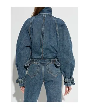 LANVIN Cropped Stand Collar Denim Jacket