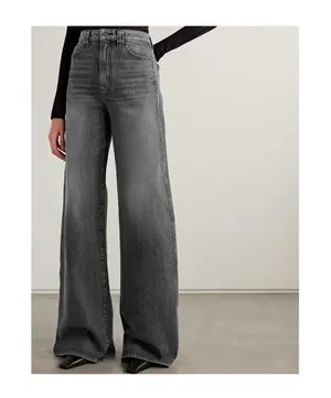 Khaite Dane High-waisted Wide-leg Jeans - Grey
