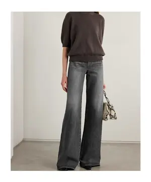 Khaite Dane High-waisted Wide-leg Jeans - Grey