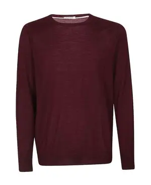 PAOLO PECORA Crew Neck Fine Knit Wool Sweater - Brown