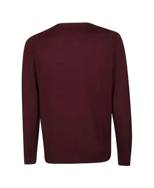 PAOLO PECORA Crew Neck Fine Knit Wool Sweater - Brown