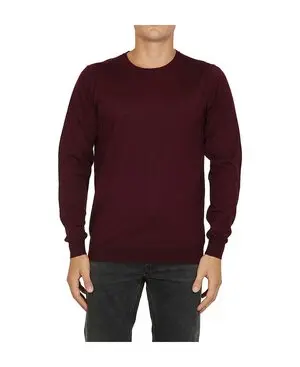 PAOLO PECORA Crew Neck Fine Knit Wool Sweater - Brown