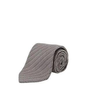 TOM FORD Geometric Pattern Neck Tie - Gray