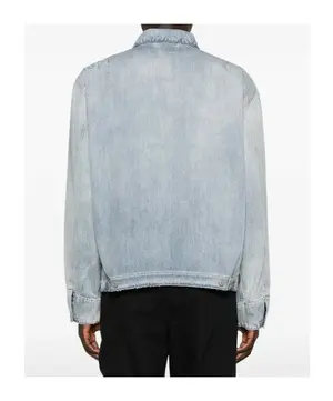 MAISON MARGIELA Numbers-motif Zip Up Denim Jacket - Gray
