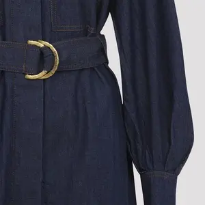 Zimmermann Asymmetrical Hem Denim Cargo Midi Dress